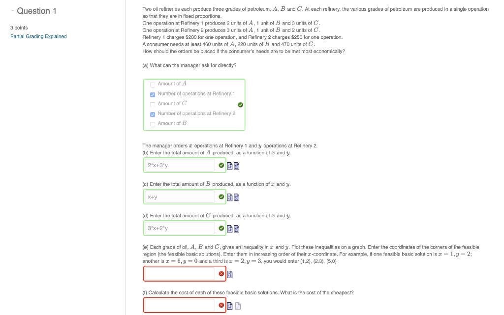 Solved Question 1 3 points Partial Grading Explained Two oil | Chegg.com