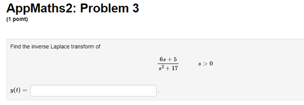 Solved AppMaths2: Problem 3 (1 point) Find the inverse | Chegg.com