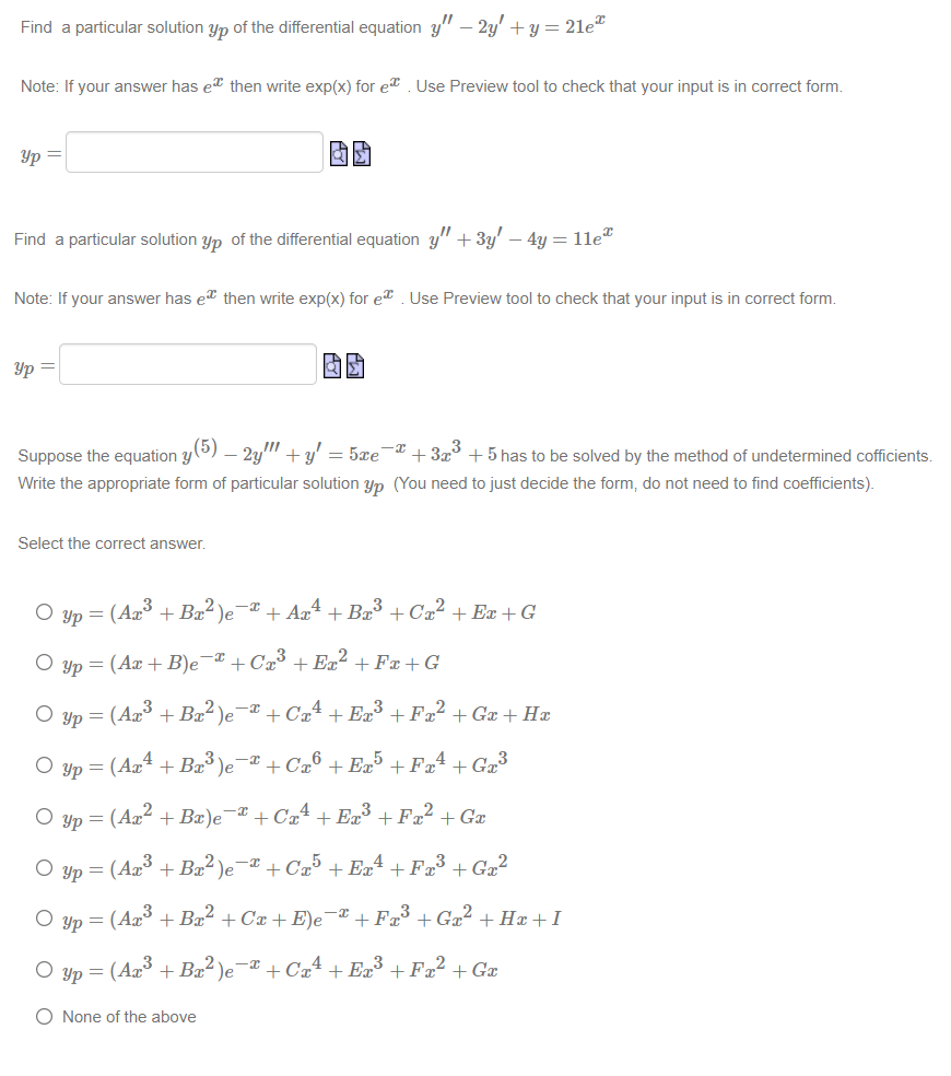 Solved Find a particular solution yp of the differential | Chegg.com