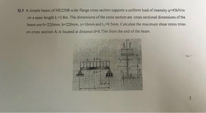 Solved Q.3 A simple beam of HE220B wide flange cross section | Chegg.com