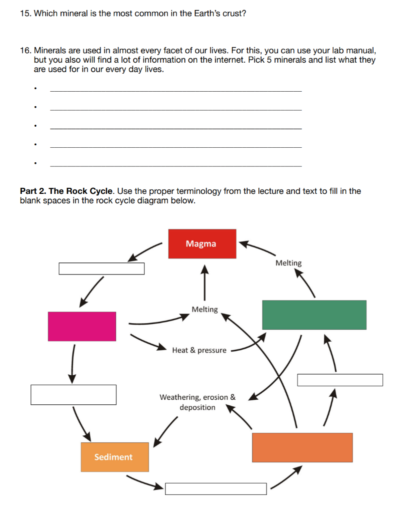 Solved 15. Which mineral is the most common in the Earth's | Chegg.com