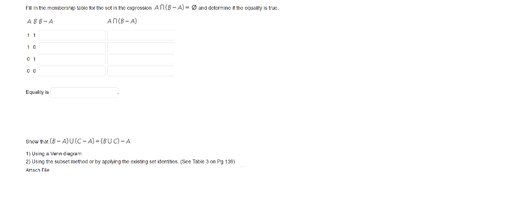 Solved Fill in the membership table for the set in the | Chegg.com
