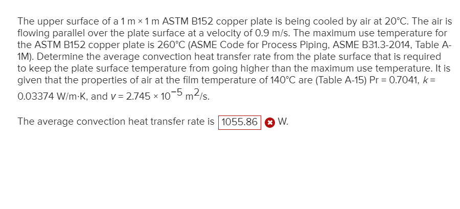 Solved The upper surface of a 1 mx1 m ASTM B152 copper plate | Chegg.com