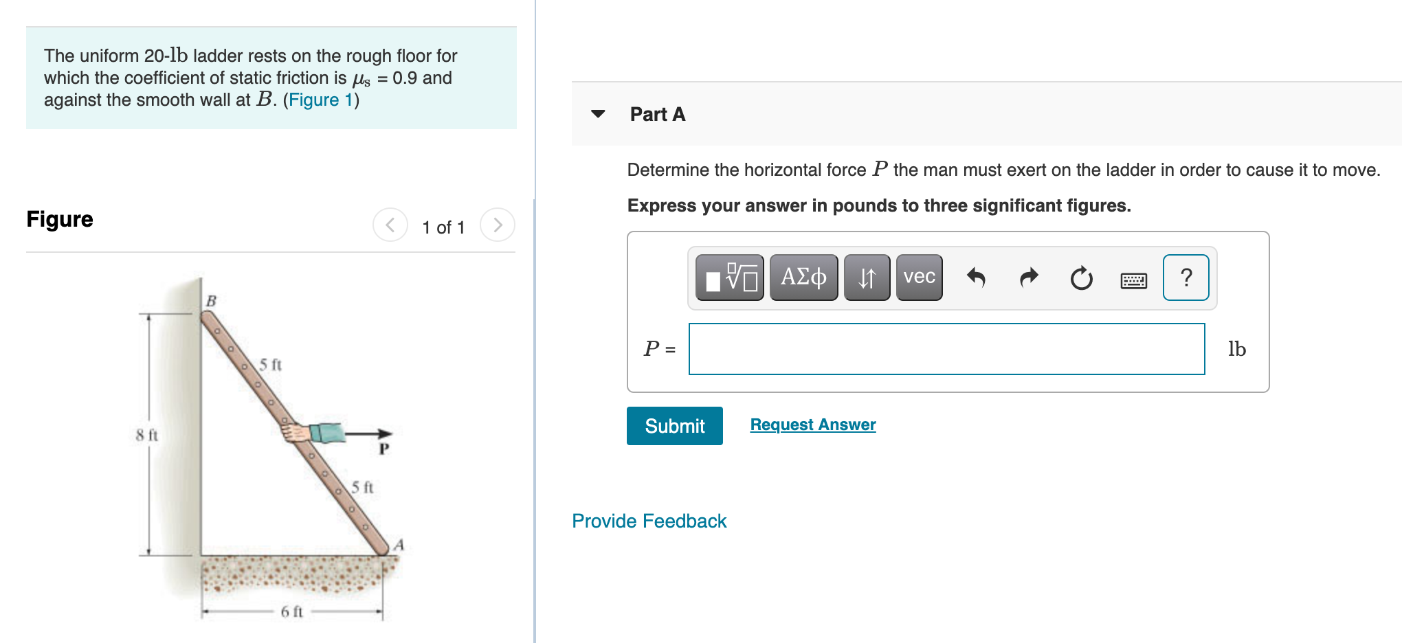 Solved The uniform 20-lb ladder rests on the rough floor for | Chegg.com