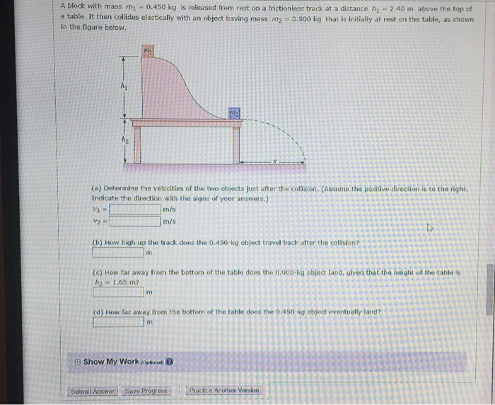 Solved A block with mass m1 0.450 kg is released from rest | Chegg.com