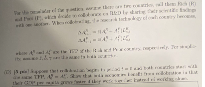 Solved 2. The Romer Model of Economic Growth: Consider the | Chegg.com
