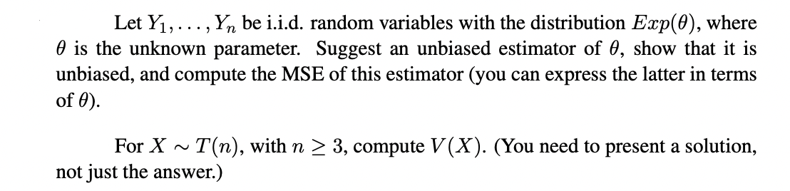 Solved Let Y1,…,Yn be i.i.d. random variables with the | Chegg.com