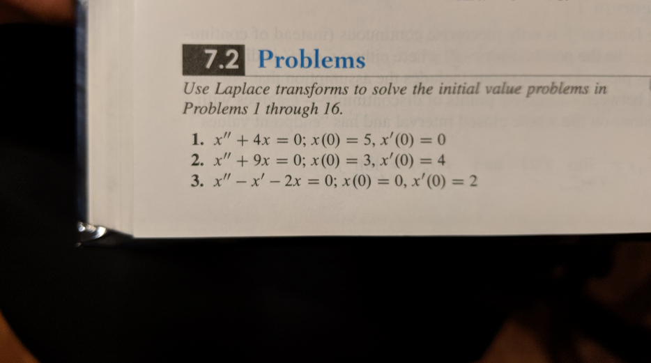 Solved 7.2 Problems Use Laplace transforms to solve the | Chegg.com