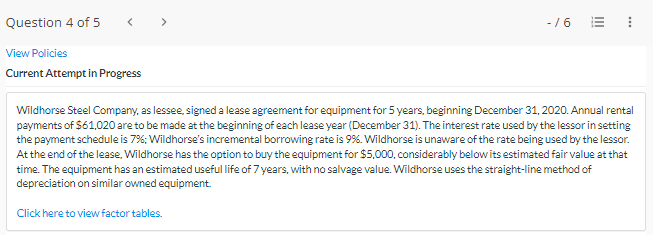 Solved View Policies Current Attempt in Progress Wildhorse | Chegg.com