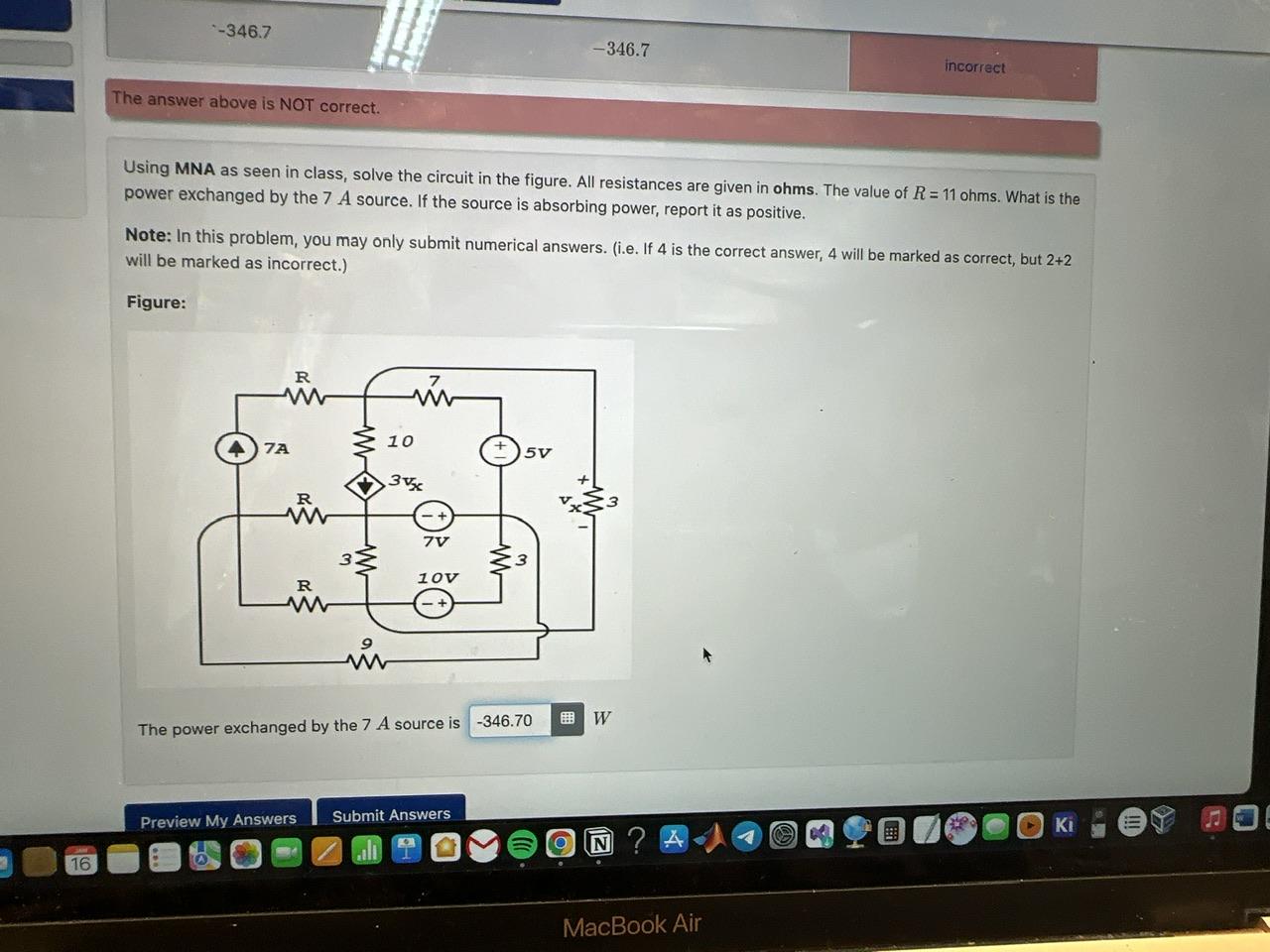 Solved Using MNA as seen in class, solve the circuit in the | Chegg.com