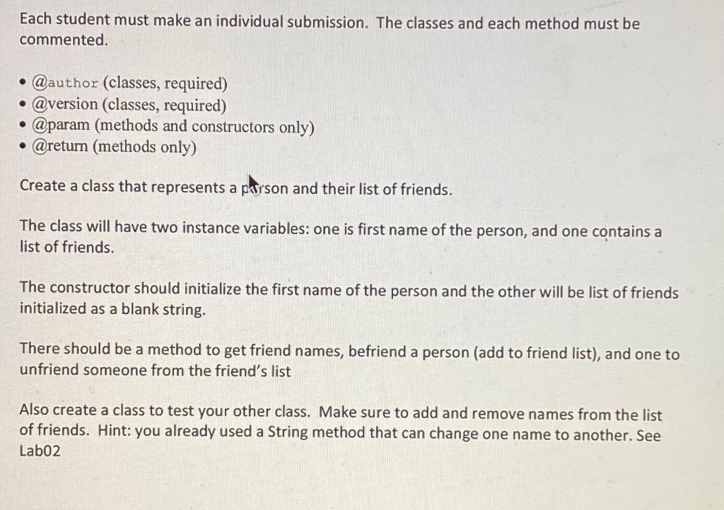 Solved This program is being created in blueJ. I need a | Chegg.com