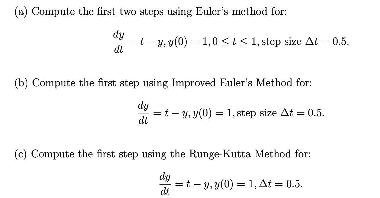 Solved (a) Compute the first two steps using Euler's method | Chegg.com