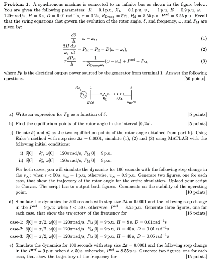 Solved Problem 1. A synchronous machine is connected to an | Chegg.com
