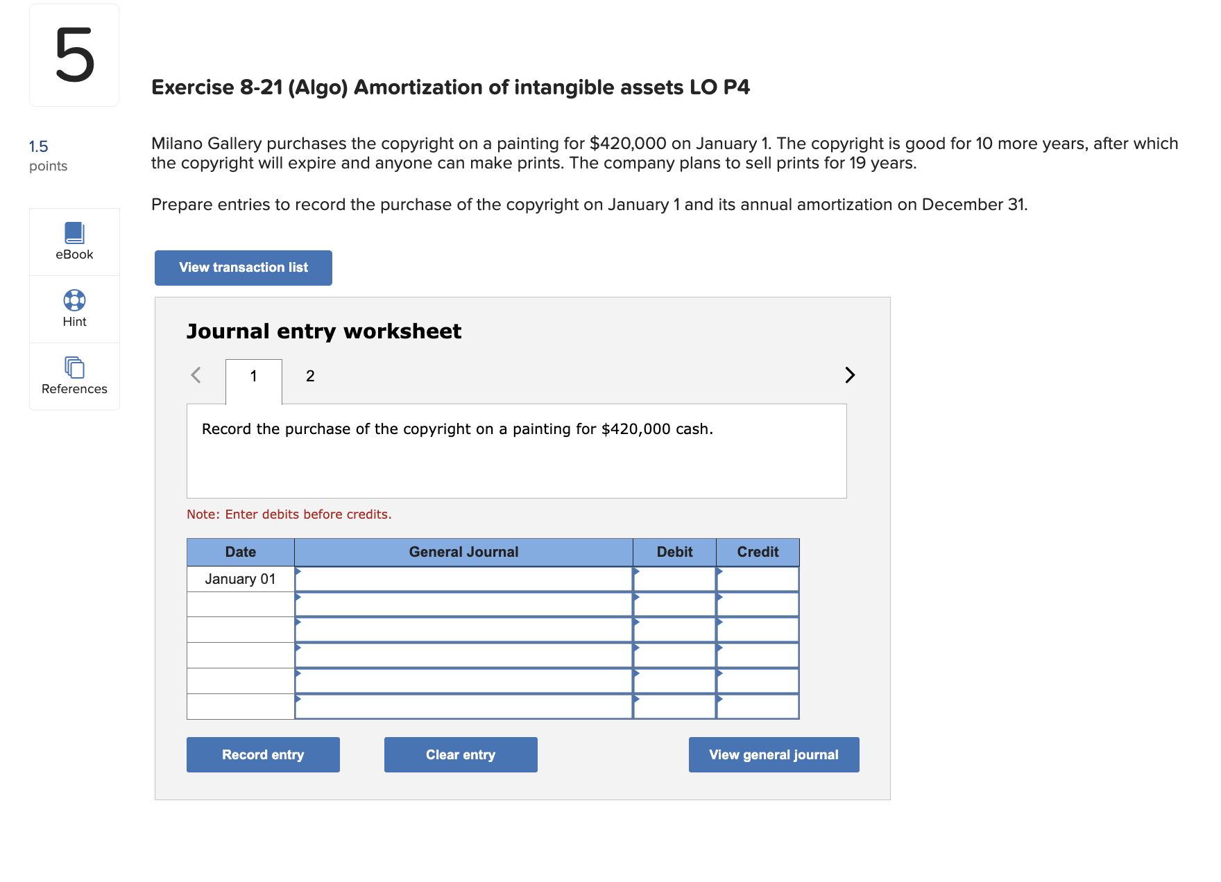 Solved Exercise 8-21 (Algo) ﻿Amortization of intangible | Chegg.com