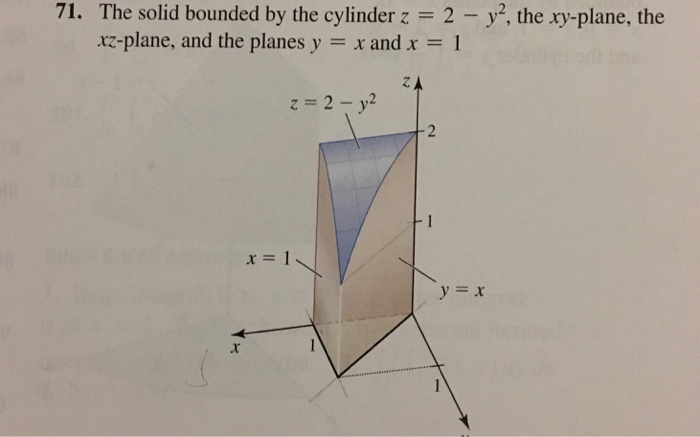 Solved 71. The solid bounded by the cylinder z x and x 2-y2, | Chegg.com