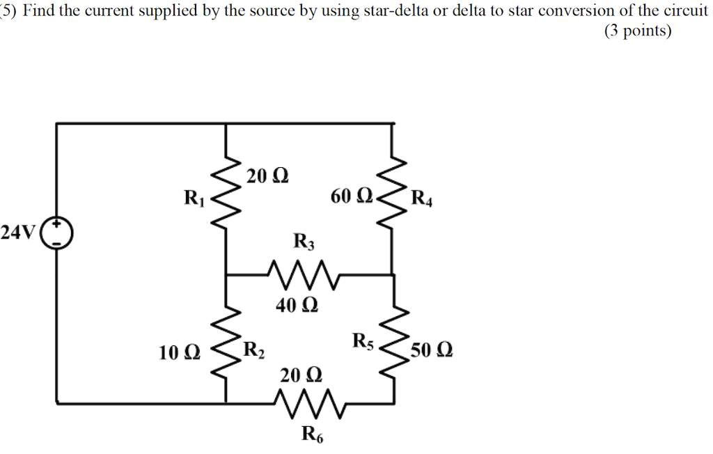 Solved 5) Find the current supplied by the source by using | Chegg.com