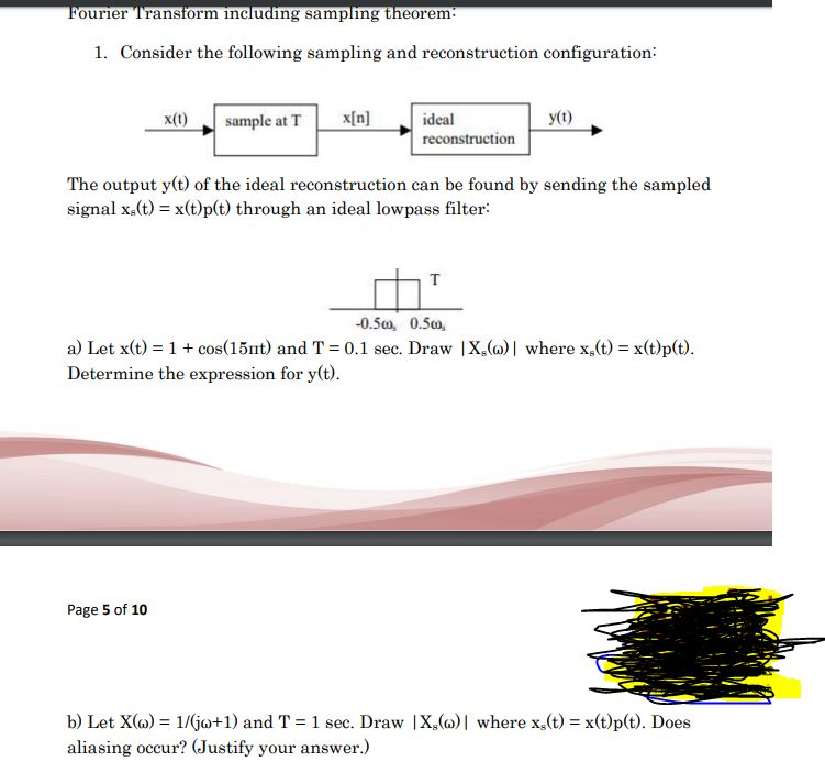 Solved Fourier Transform including sampling theorem: 1. | Chegg.com