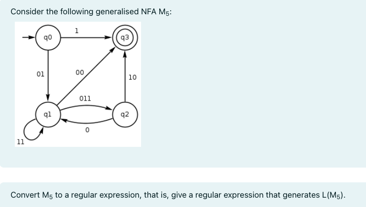 Solved Consider the following generalised NFA M5 : Convert | Chegg.com