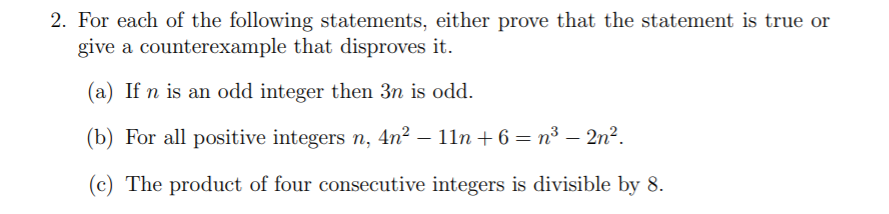 Solved 2. For each of the following statements, either prove | Chegg.com