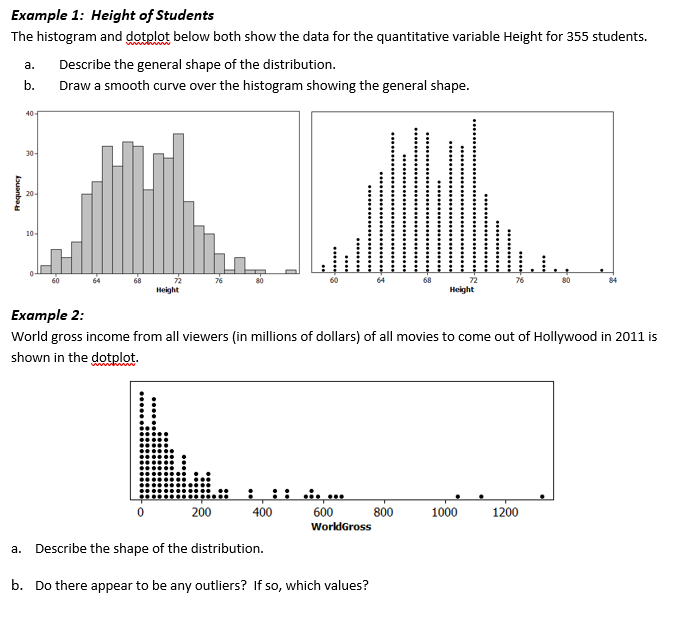 Solved Example 1: Height of Students The histogram and | Chegg.com