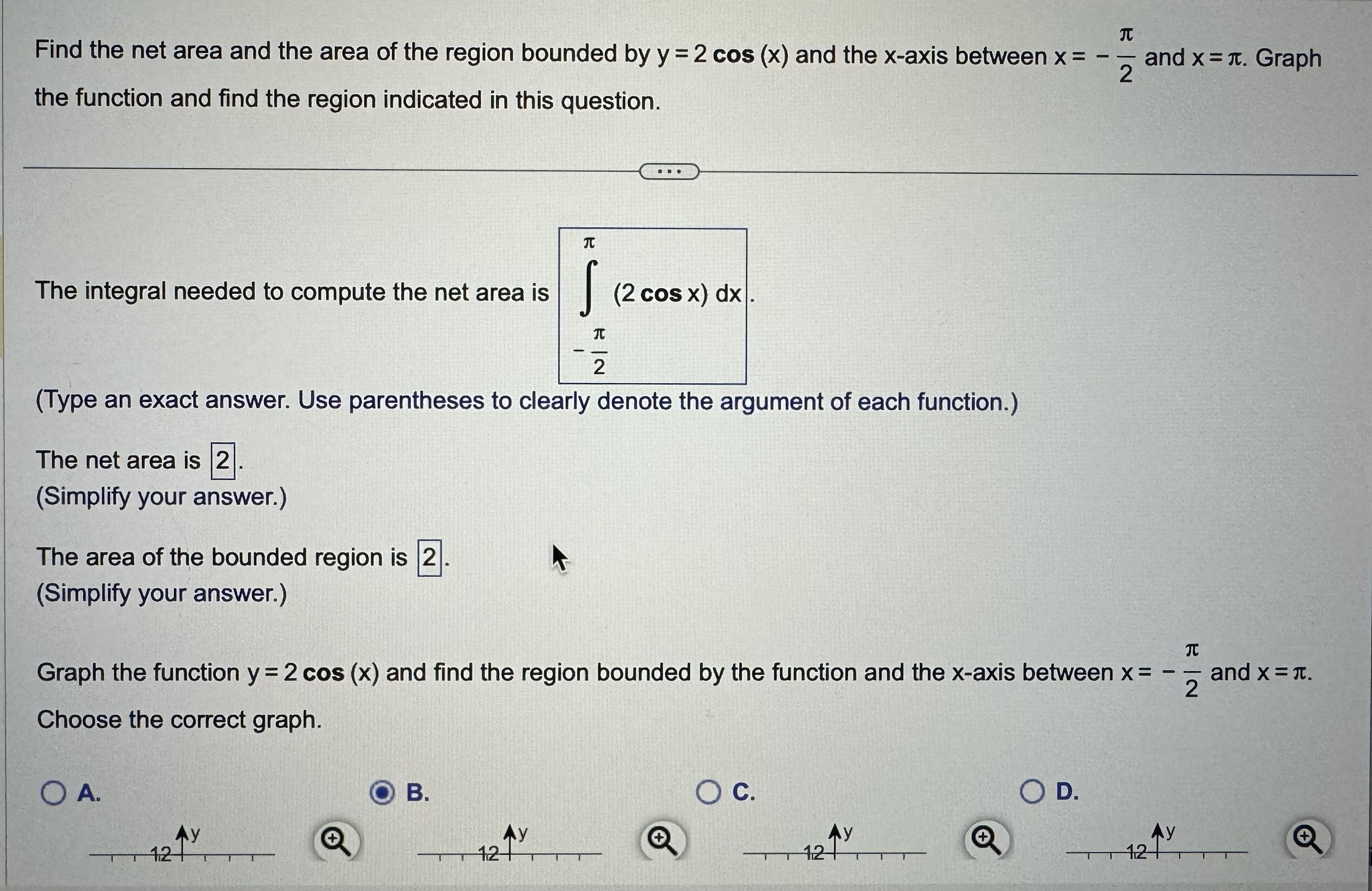 Solved Find the net area and the area of the region bounded | Chegg.com
