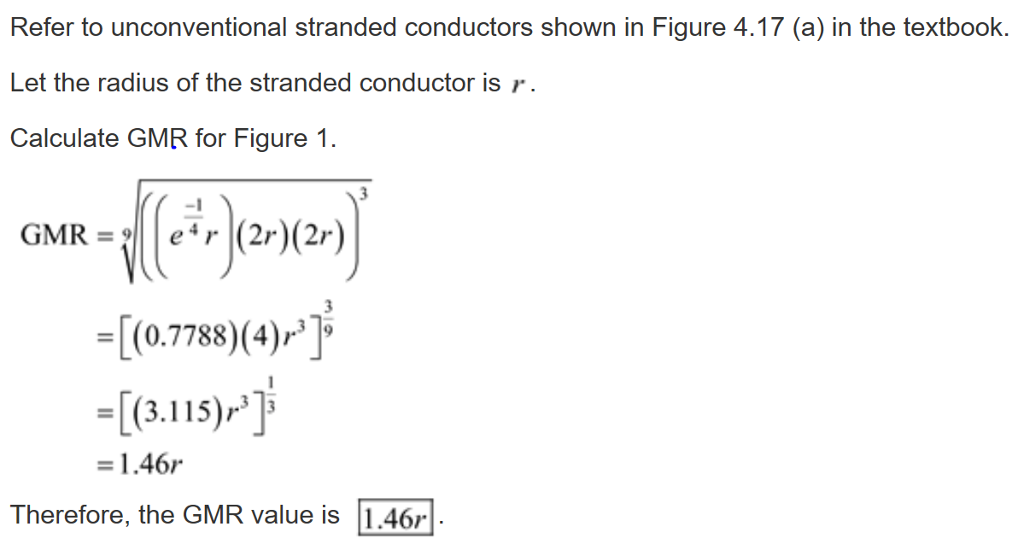 Solved Question about finding GMR of three conductor? I'm | Chegg.com