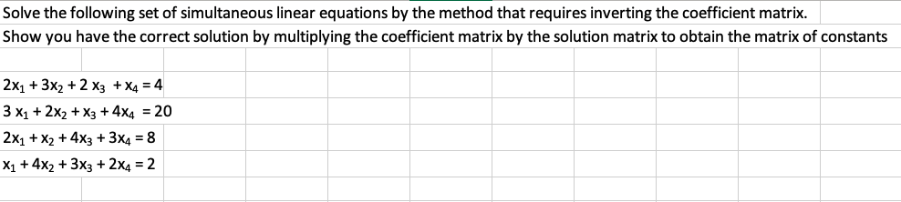 Solved Solve the following set of simultaneous linear | Chegg.com