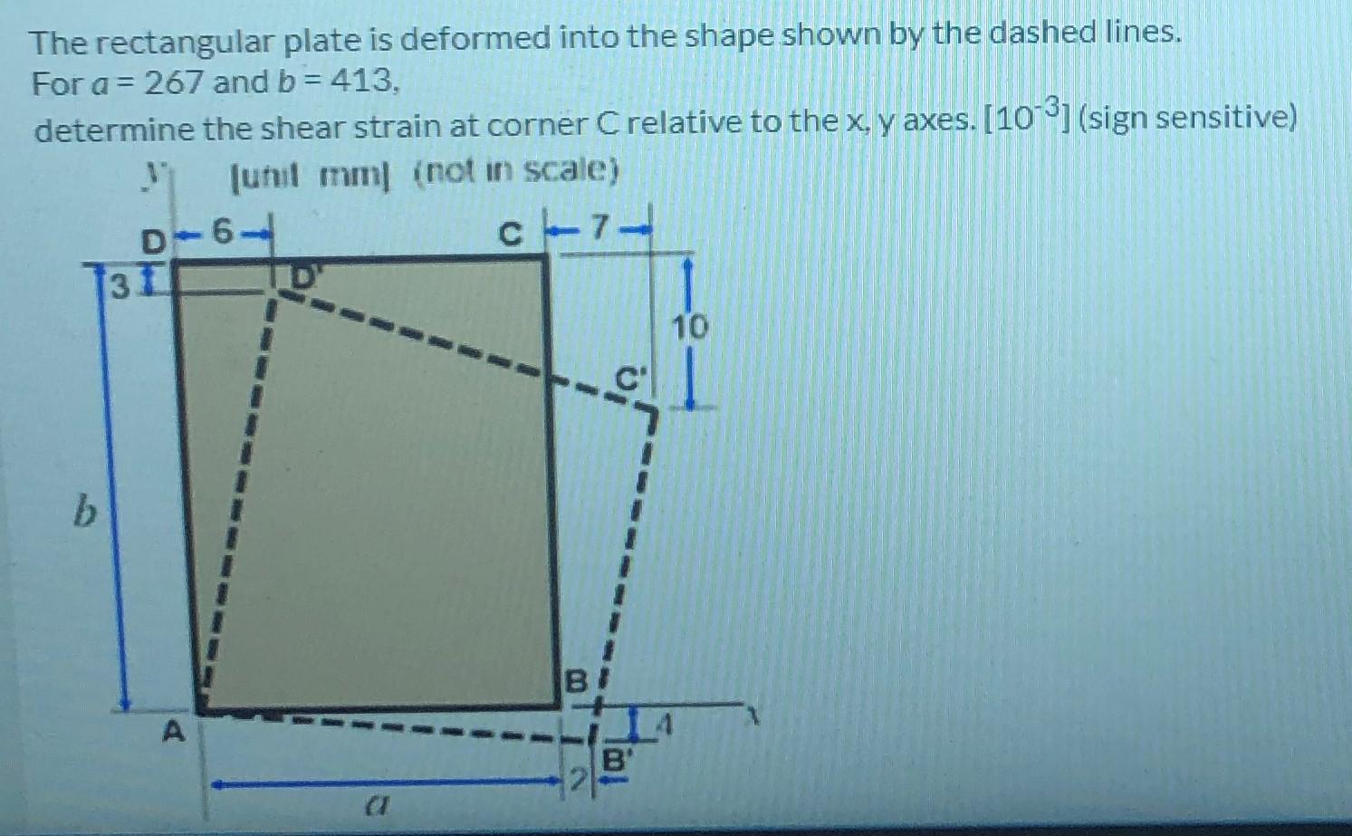 Solved The rectangular plate is deformed into the shape | Chegg.com