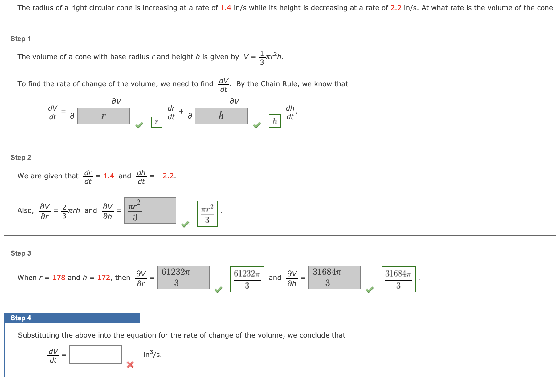 Solved The radius of a right circular cone is increasing at | Chegg.com