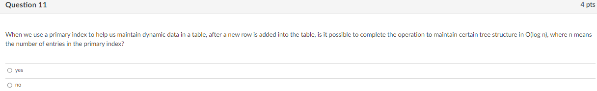 Solved the number of entries in the primary index? yes | Chegg.com