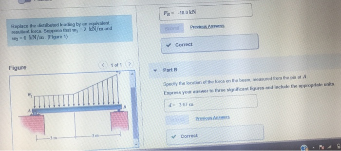 Solved Replace The Distributed Loading By An Equivalent 8995