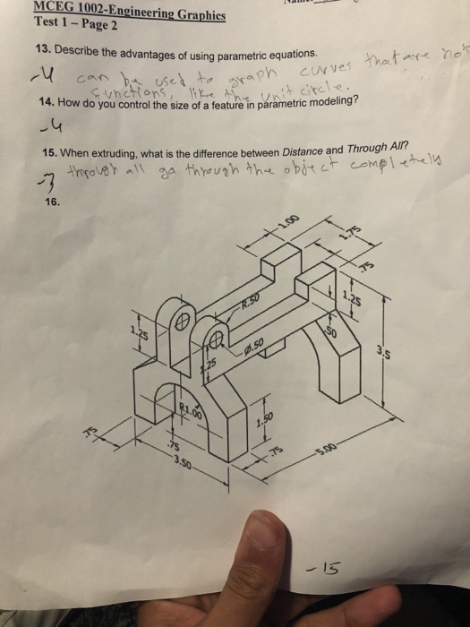 Solved MCEG 1002-Engineering Graphics Test 1- Page 2 13. | Chegg.com