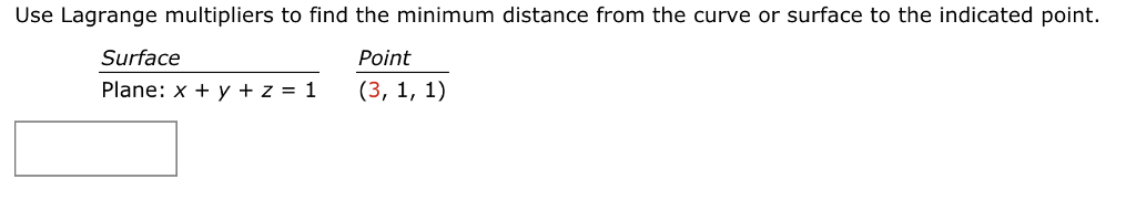 Solved Use Lagrange multipliers to find the minimum distance | Chegg.com