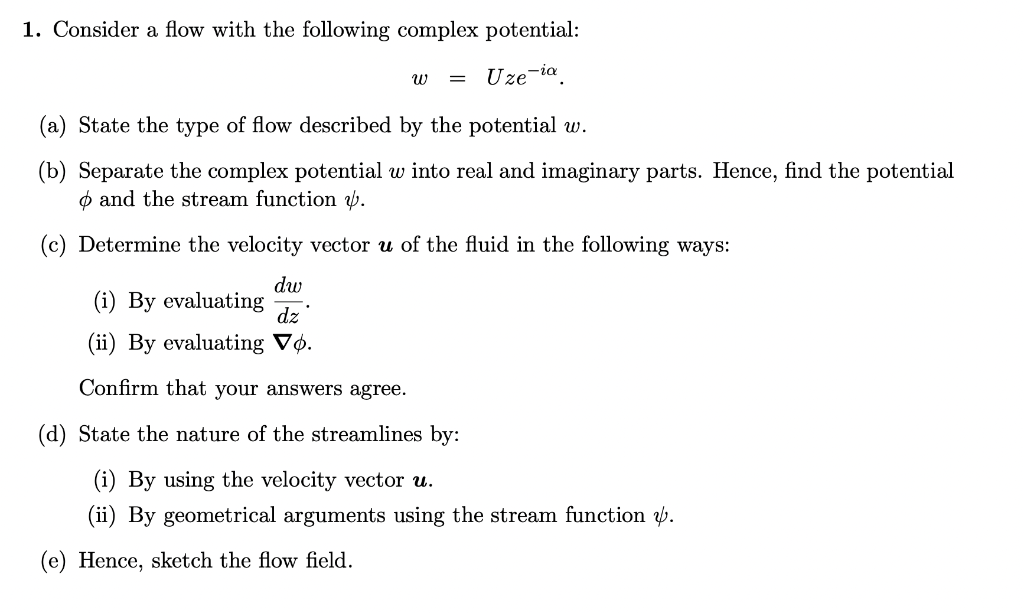 1. Consider a flow with the following complex | Chegg.com