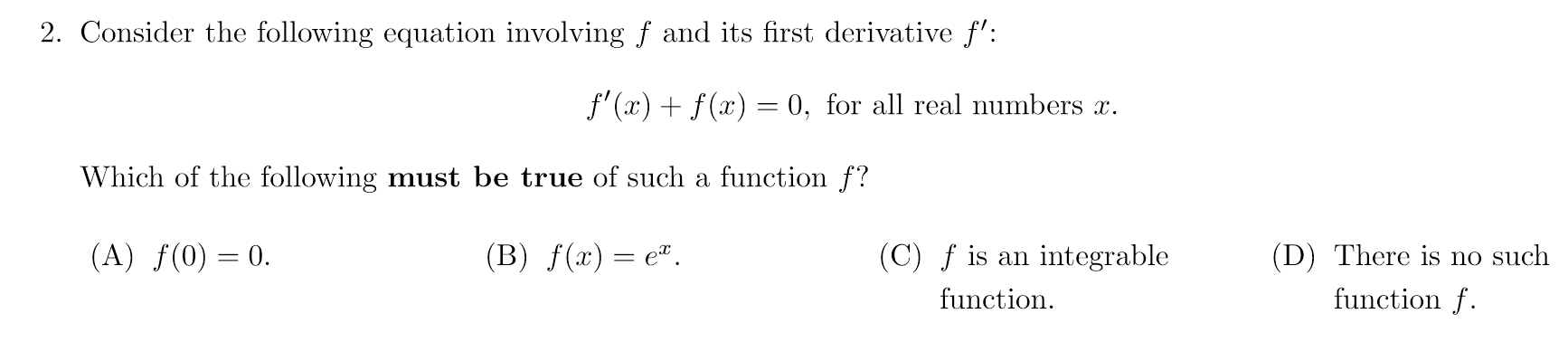Solved Consider the following equation involving f and its | Chegg.com