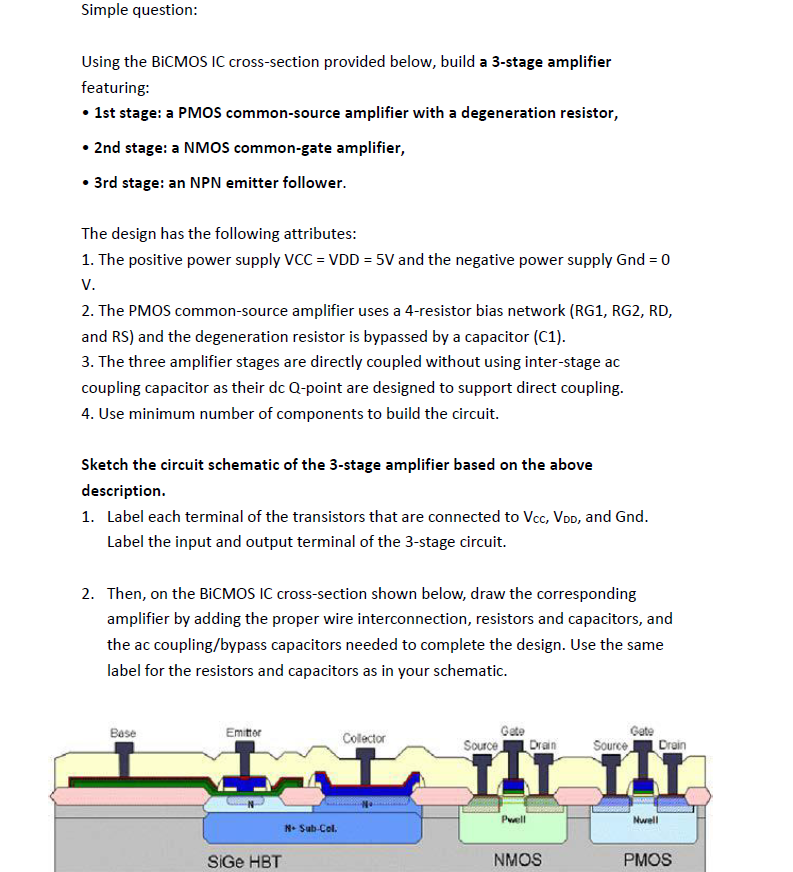 Solved Simple question: Using the BiCMOS IC cross-section | Chegg.com