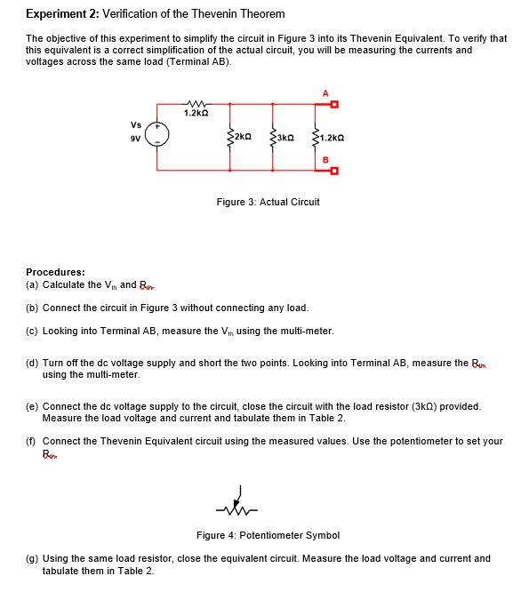 Solved Experiment 2: Verification of the Thevenin Theorem | Chegg.com