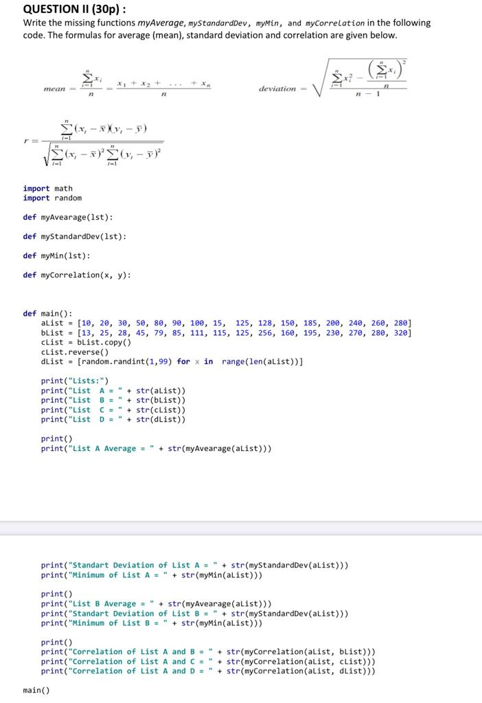 Solved Question Ii 30p Write The Missing Functions