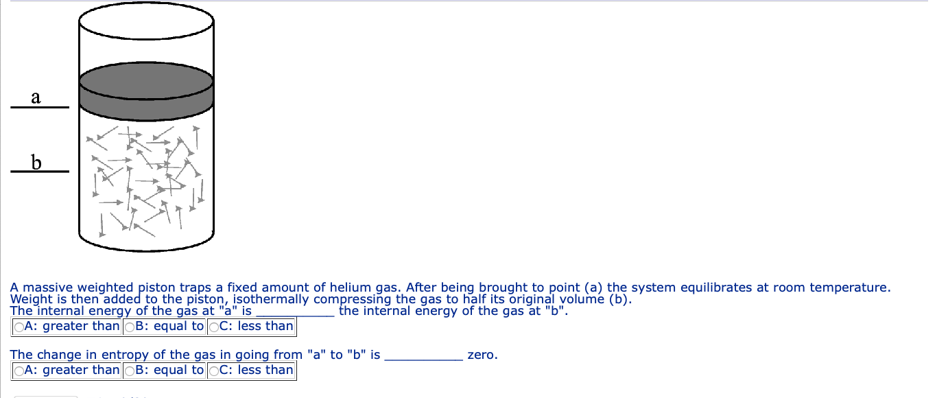Solved a b A massive weighted piston traps a fixed amount of | Chegg.com