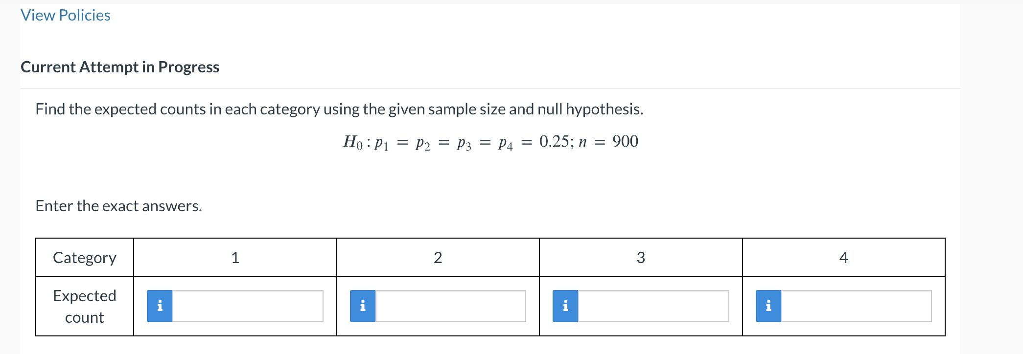 Solved Current Attempt in ProgressFind the expected counts | Chegg.com