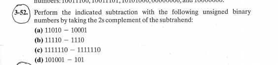 Solved 3-52. Perform the indicated subtraction with the | Chegg.com