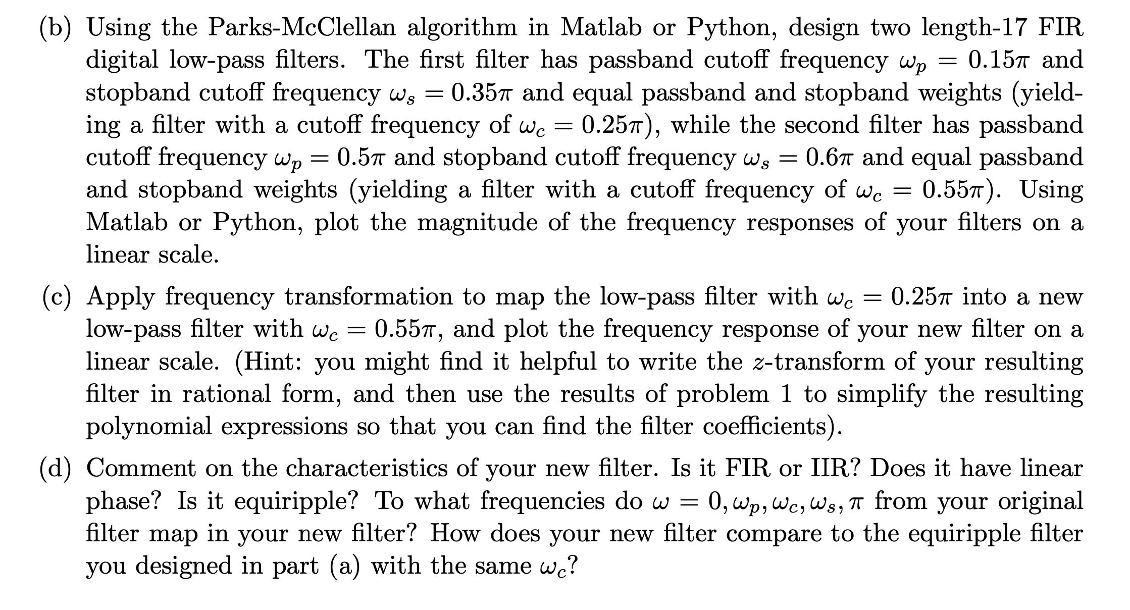 Solved 4. (High-pass Frequency transformation) Repeat | Chegg.com