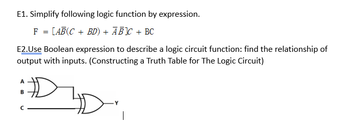 Solved E1. Simplify following logic function by expression. | Chegg.com
