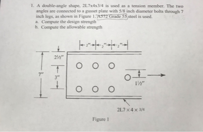 Solved 1. A double-angle shape, 2L7x4x3/4 is used as a | Chegg.com