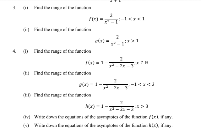 Solved 3. (1) Find the range of the function 2 f(x) :-1 1 4. | Chegg.com