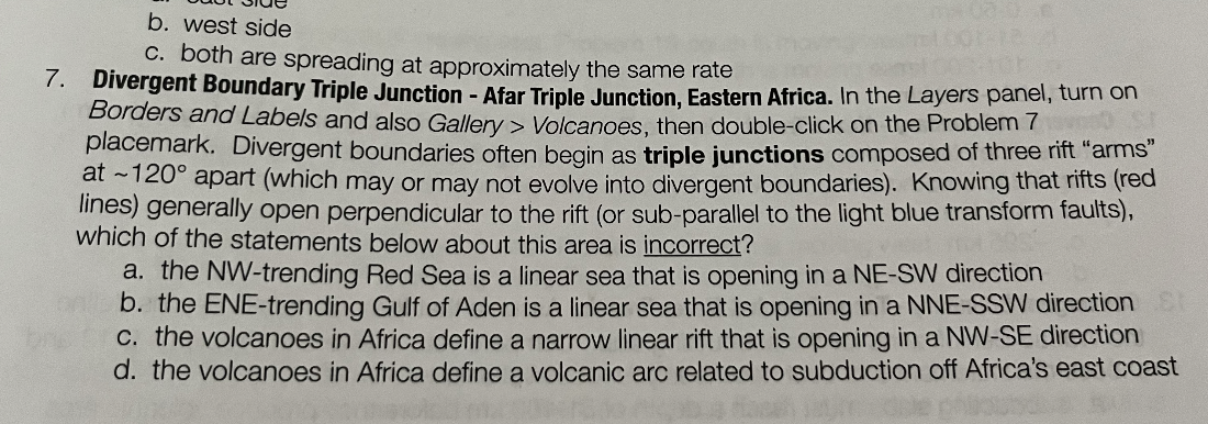 Solved Divergent Boundary Triple Junction - ﻿Afar Triple | Chegg.com