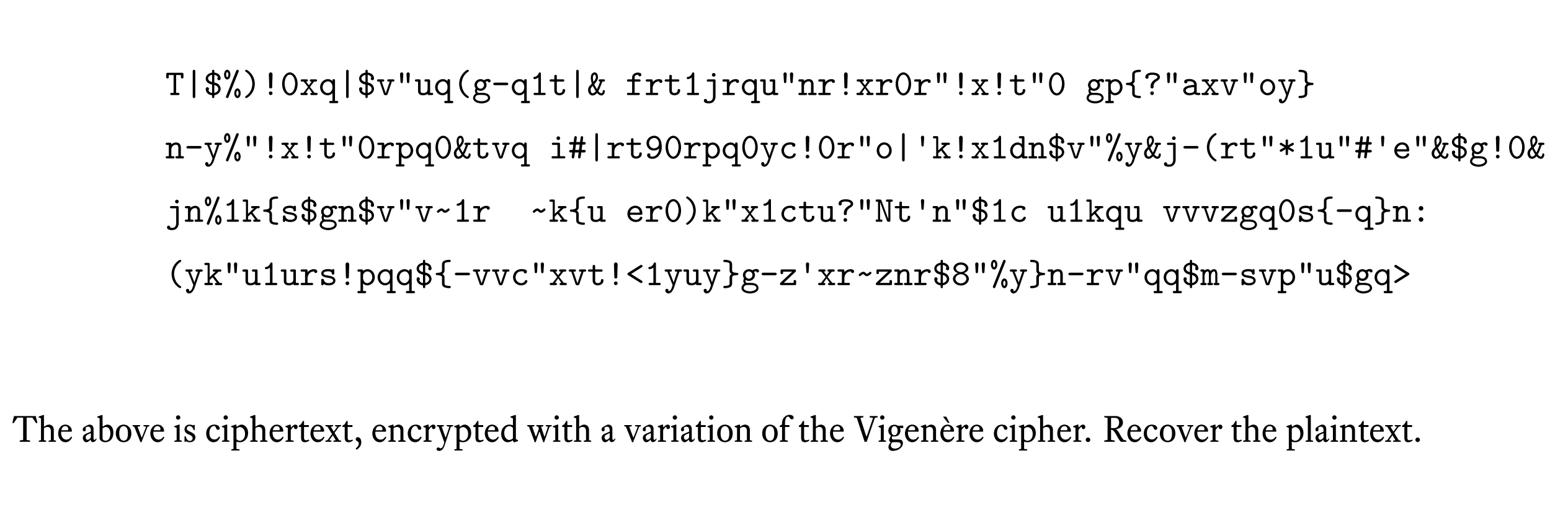 Convert cipher to plain T|$%)!0xq|$v"uq(g-q1t|& | Chegg.com