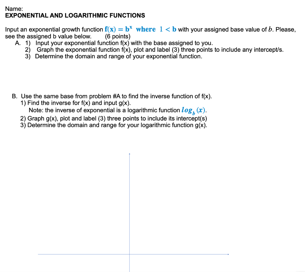 Solved Name: EXPONENTIAL AND LOGARITHMIC FUNCTIONS Input an | Chegg.com