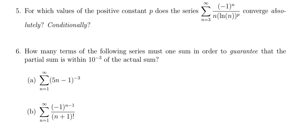 Solved 5. For which values of the positive constant p does | Chegg.com