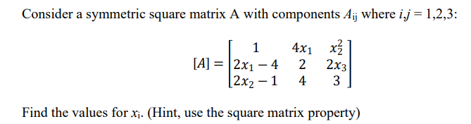 Solved Consider a symmetric square matrix A with components | Chegg.com